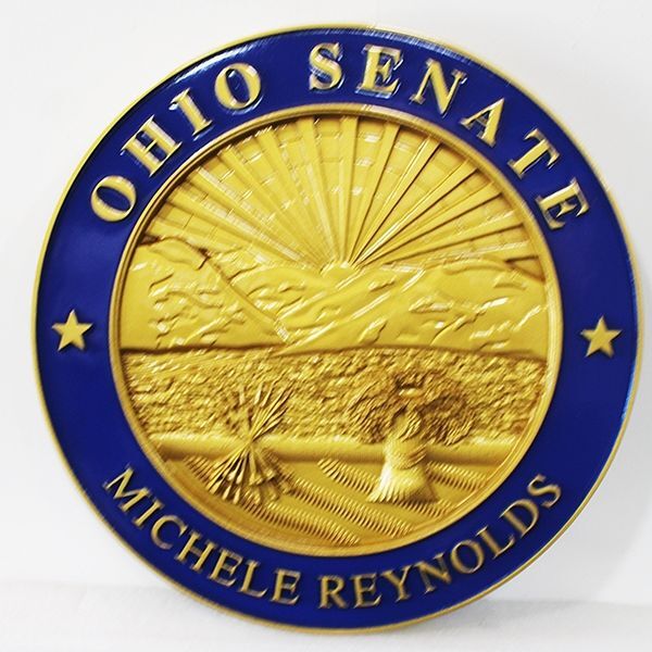 Painted, Wood and Metal 3-D State Seal Wall & Podium Plaques