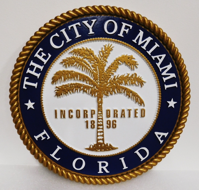 Painted, Wood & Metal 3-D City Seal Wall & Podium Plaques