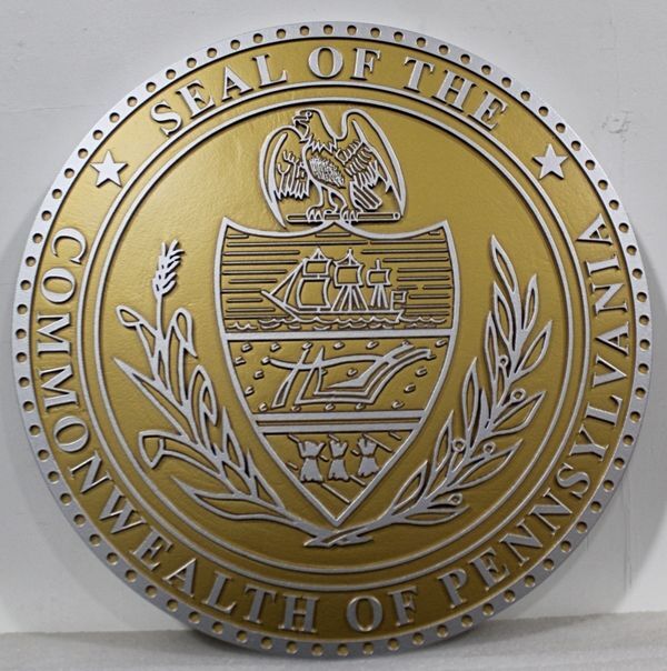 Painted, Wood and Metal 3-D State Seal Wall & Podium Plaques