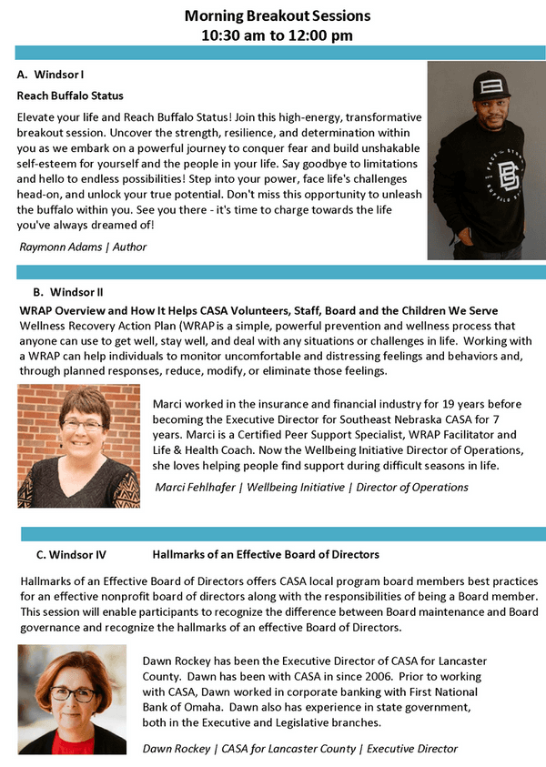 Session Descriptions : Nebraska CASA Association