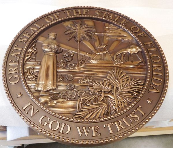 Painted, Wood and Metal 3-D State Seal Wall & Podium Plaques