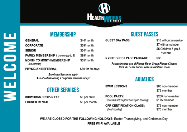 HealthWorks Fitness Center : Who We Are : Membership Options
