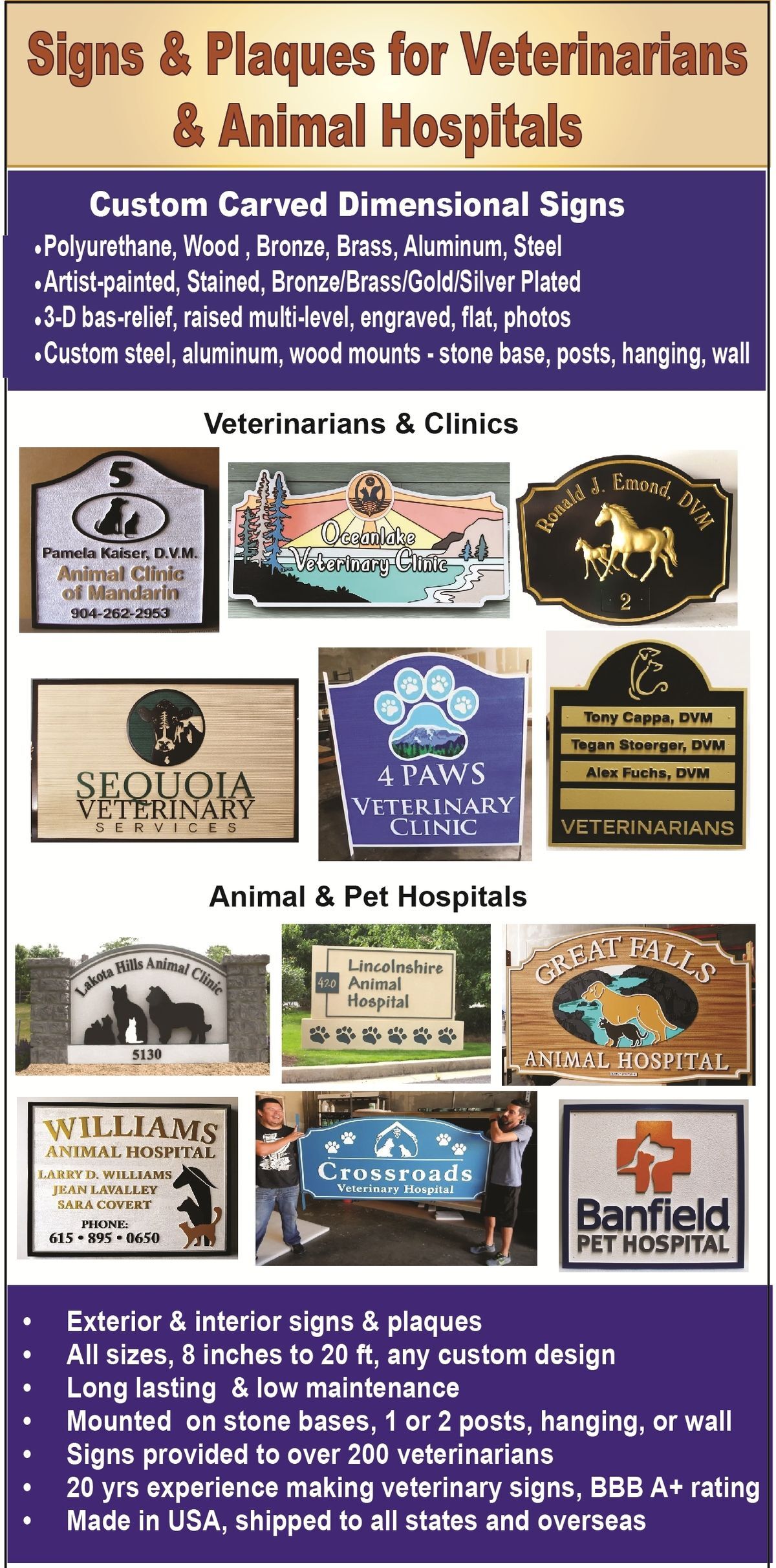 veterinary , pet, animal hospital signs