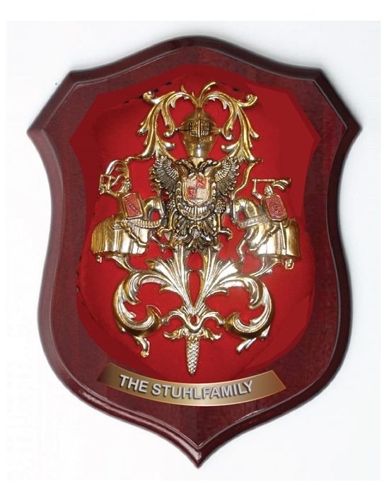 Carved 3-D Wood, Bronze, Brass, Silver or Painted Coat-of-Arms Plaques