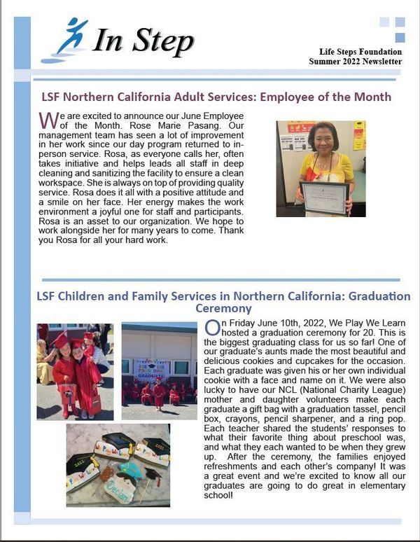 Life Steps Foundation Group Newsletter