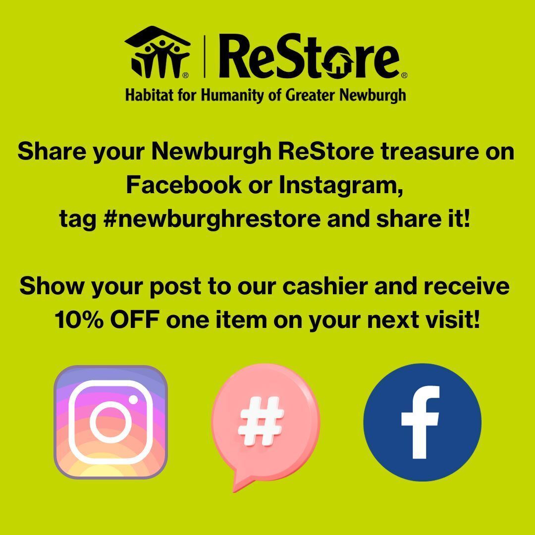 10% OFF When You Tag #newburghrestore! : Welcome : ReStore : Habitat ...