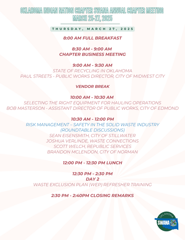 2025 SWANA Conference Agenda : Oklahoma Indian Nations Chapter of the ...