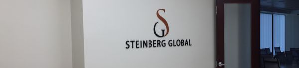 New office lobby signs for Steinberg Global in Boca Raton