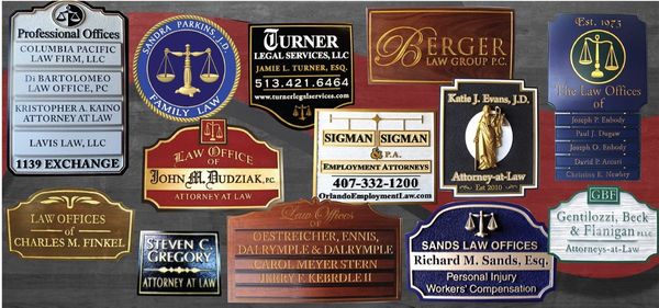 Attorney, Law Office and Courtroom Carved Wood Signs