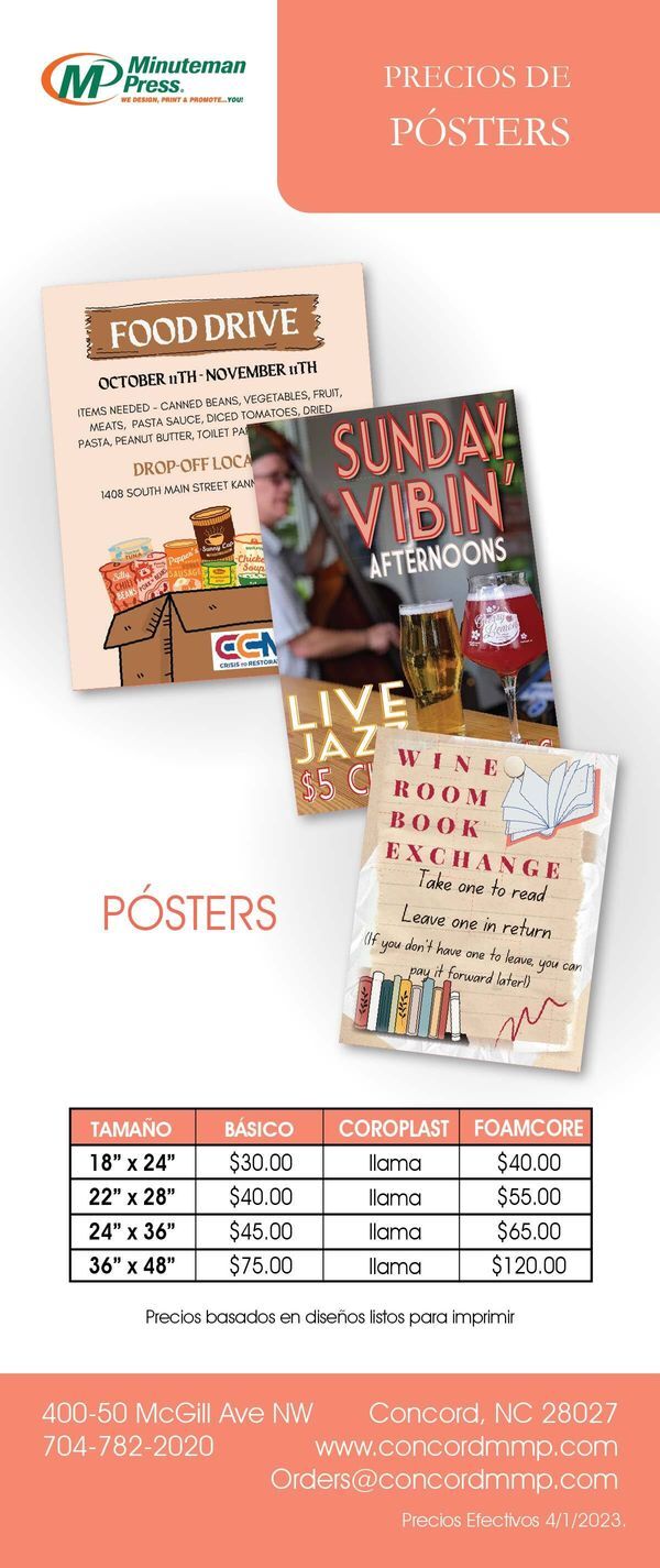 Poster Pricing - spanish - International Minute Press - Printing ...