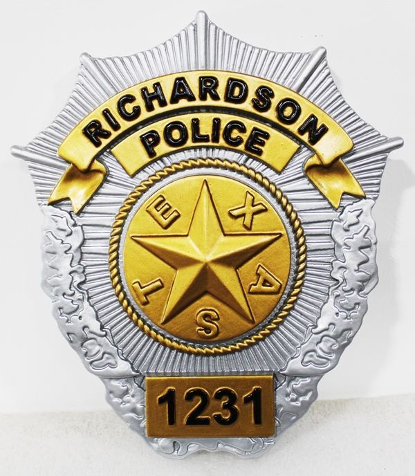3D Brass,Silver, Painted or Wood Police Badge & Patch Plaques