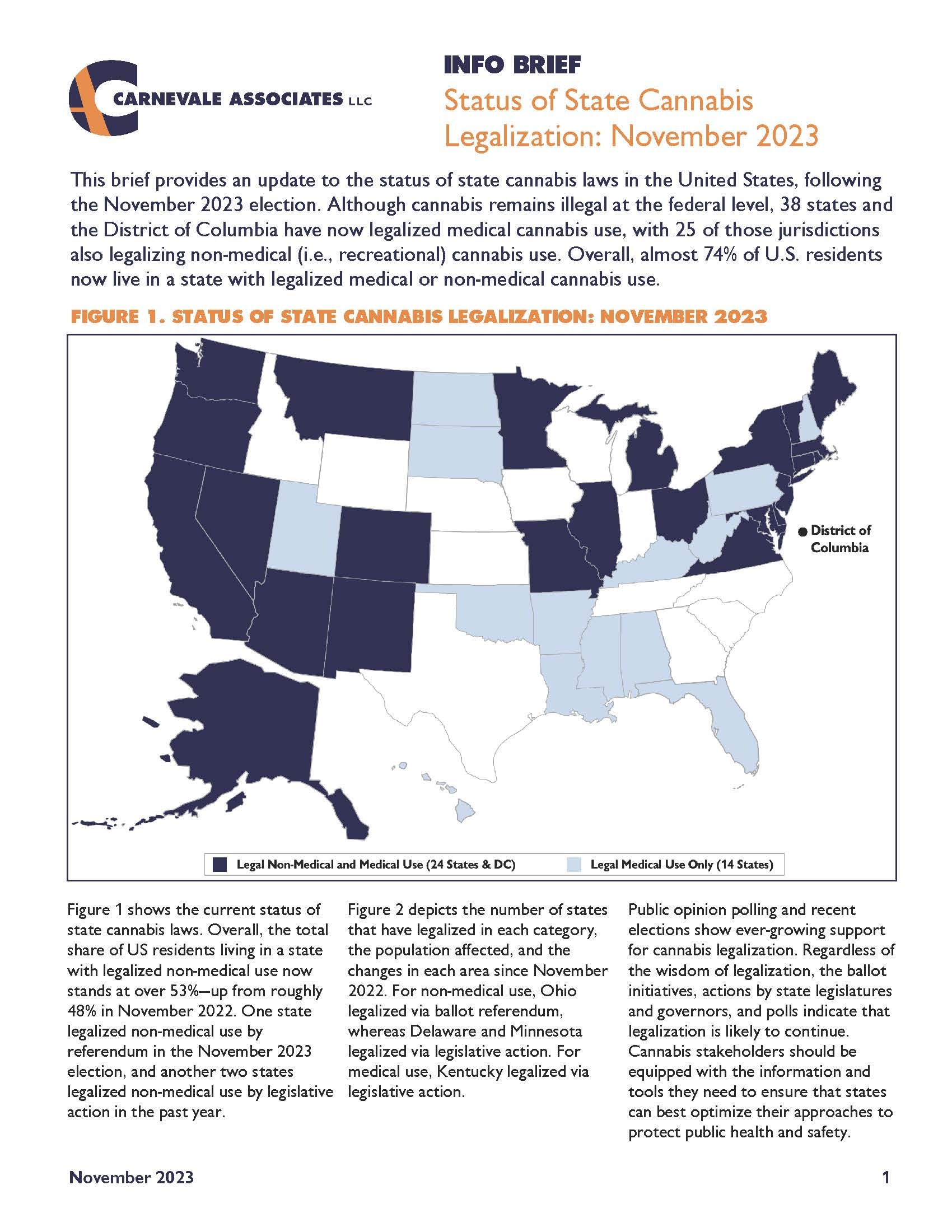 Status of State Cannabis Legalization: November 2023