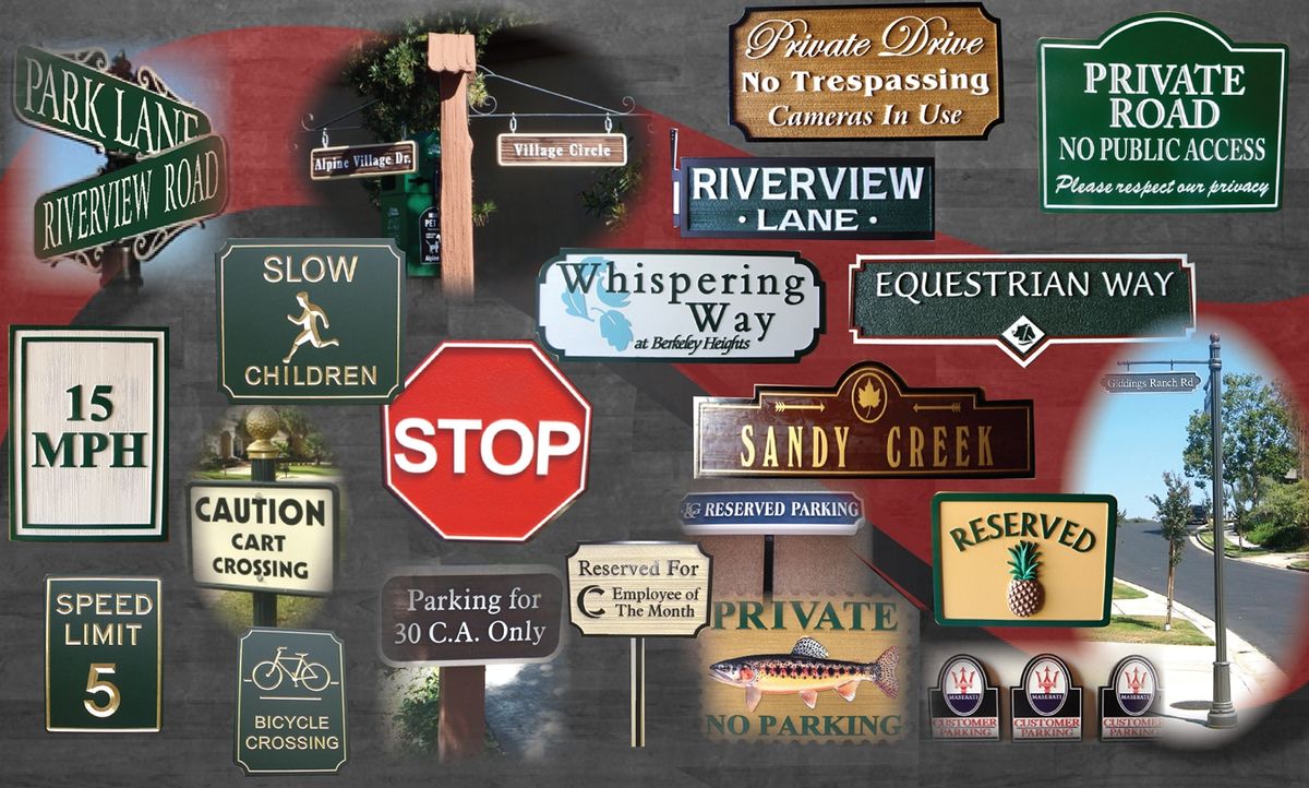 Custom Wood Street, Traffic and Parking Signs