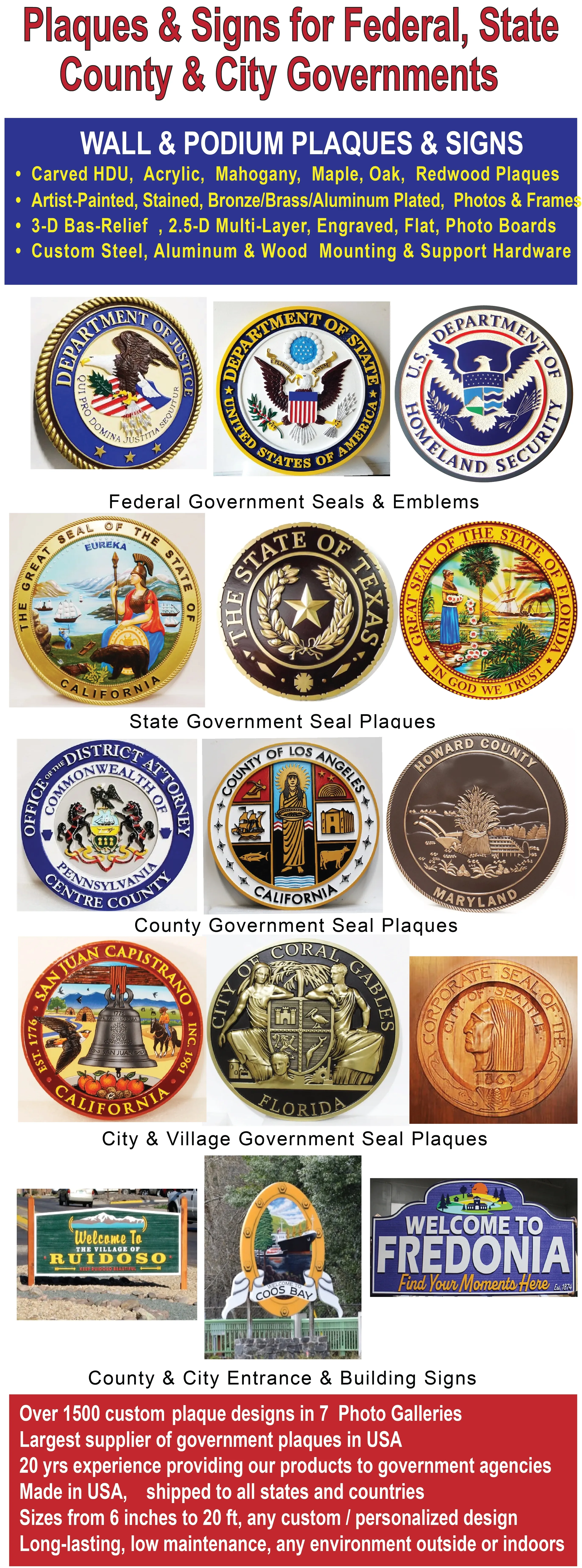 Carved Government Seal Plaques