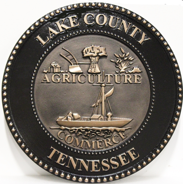 Painted, Wood & Metal 3-D County Seal Wall & Podium Plaques