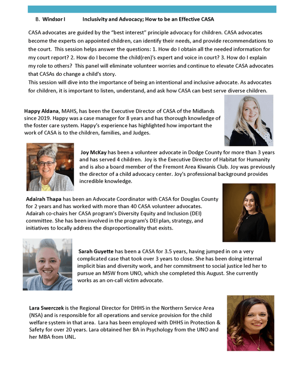 Session Descriptions : Nebraska CASA Association