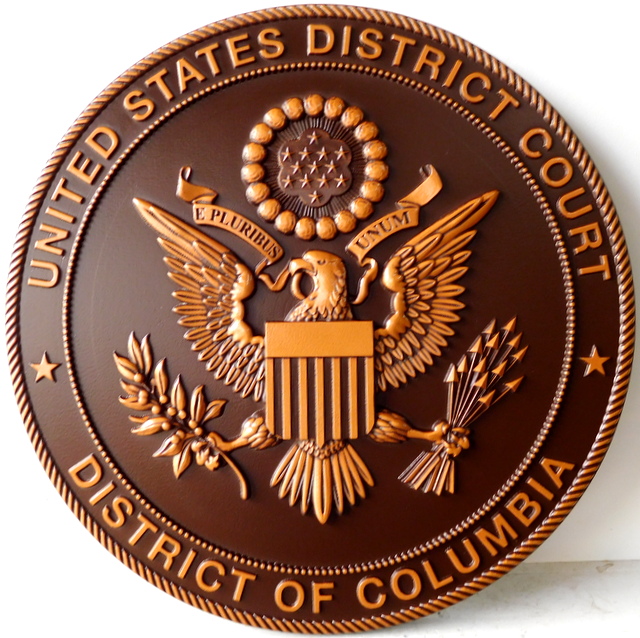 federal government round seals carved wood wall plaques