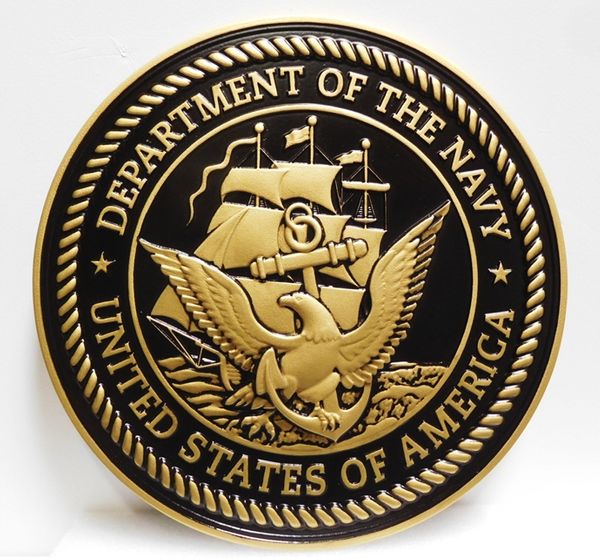 Carved 3D Painted, Wood, Bronze, Brass, Silver Navy Plaques