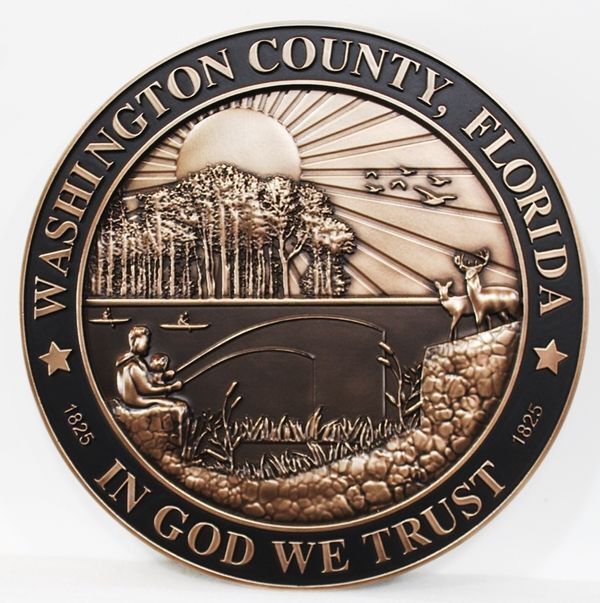 Painted, Wood & Metal 3-D County Seal Wall & Podium Plaques