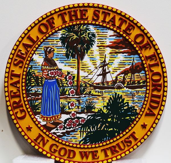 Painted, Wood and Metal 3-D State Seal Wall & Podium Plaques