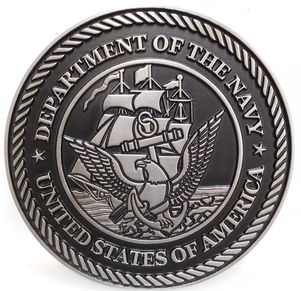 Carved 3D Painted, Wood, Bronze, Brass, Silver Navy Plaques