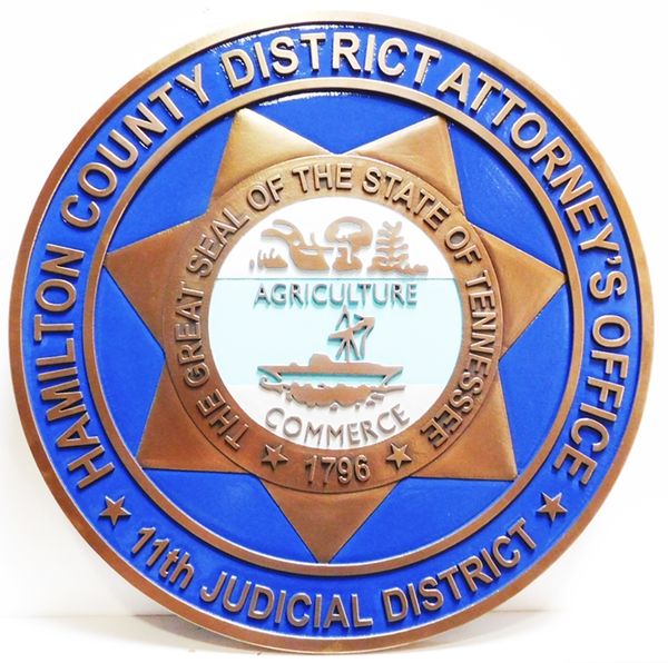 Painted, Wood & Metal 3-D County Seal Wall & Podium Plaques