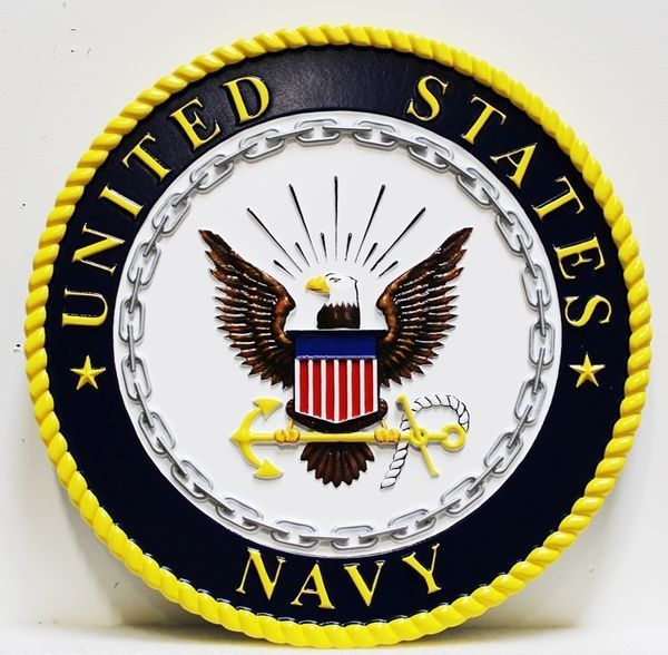 Carved 3D Painted, Wood, Bronze, Brass, Silver Navy Plaques