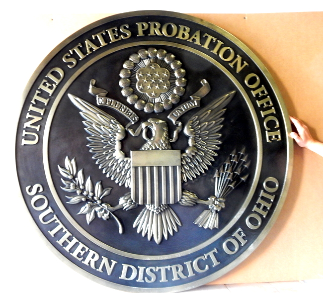 federal government round seals carved wood wall plaques