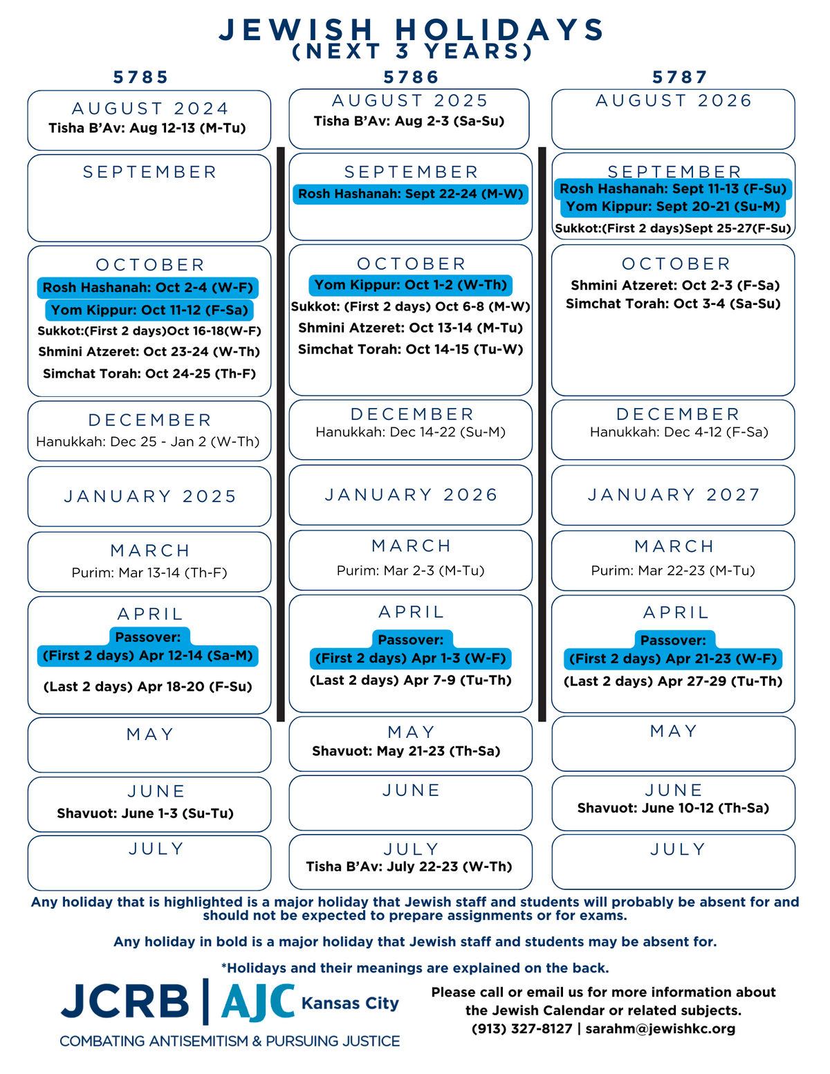 Calendar of Jewish Holidays : Resources : Jewish Community Relations ...