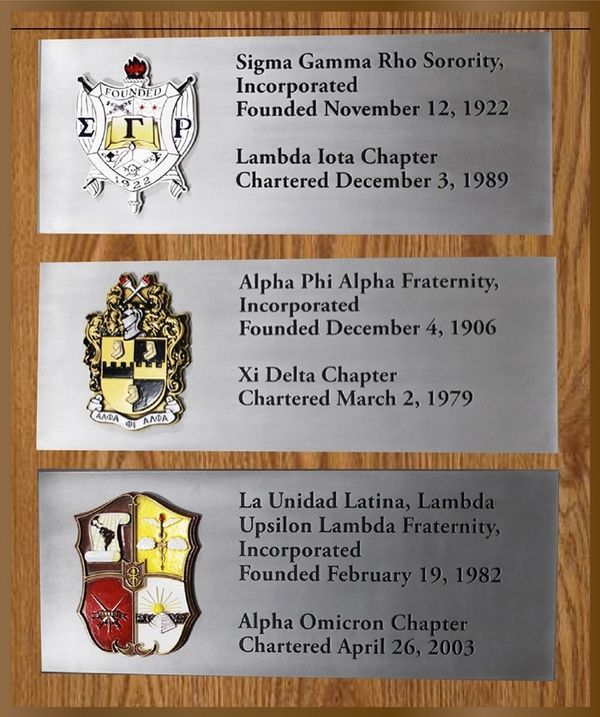 Carved 3-D Wood, Painted, Gold, Silver Fraternity Wall Plaques