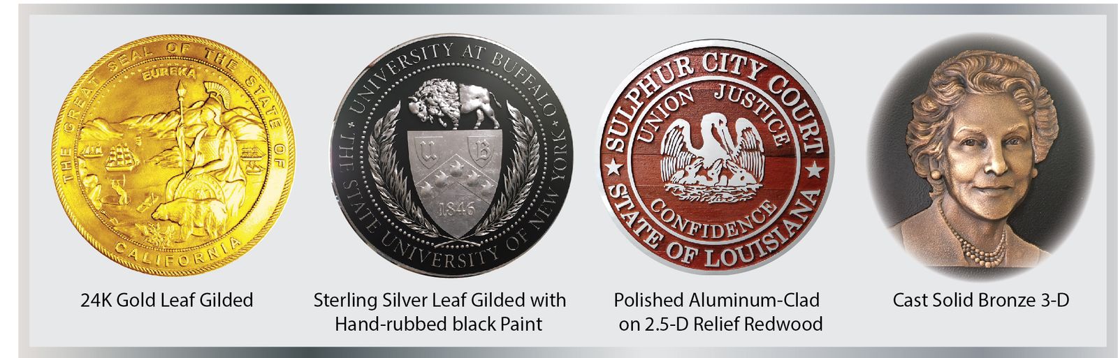 Hand-crafted, highest quality bronze, brass, gold & silver 3D wall plaques