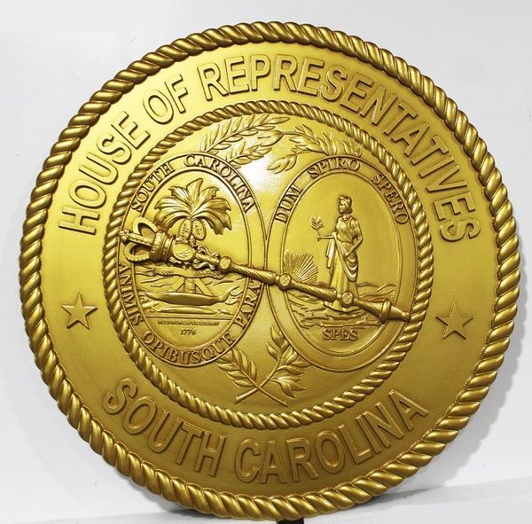 Painted, Wood and Metal 3-D State Seal Wall & Podium Plaques