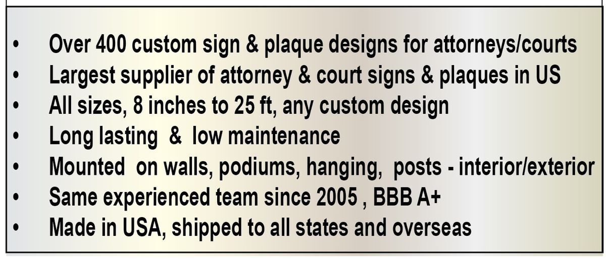 Attorney, Law Office and Courtroom Carved Wood Signs
