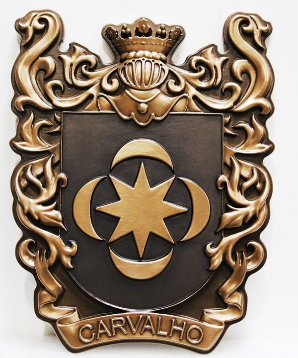 Carved 3-D Wood, Bronze, Brass, Silver or Painted Coat-of-Arms Plaques
