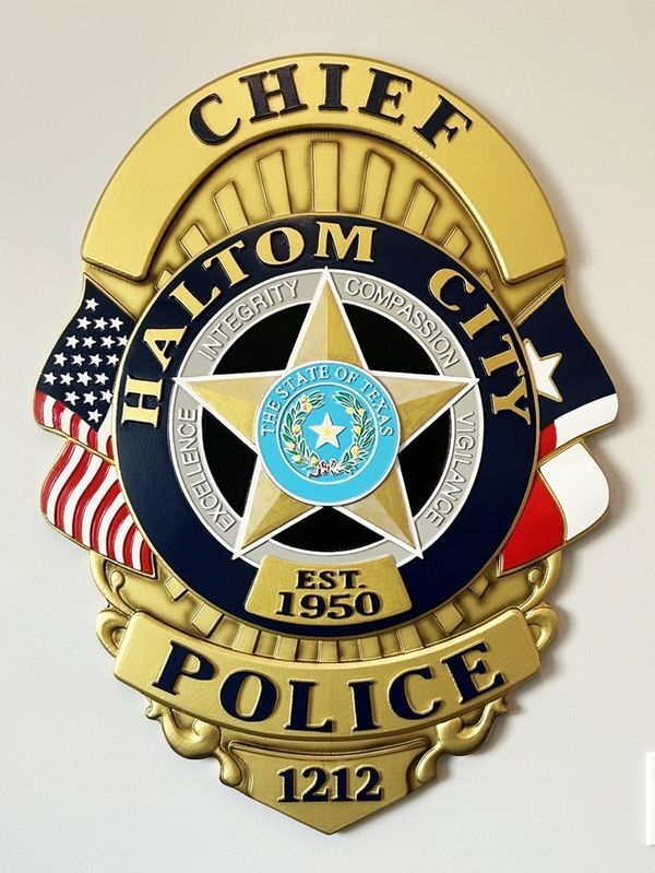 3D Brass,Silver, Painted or Wood Police Badge & Patch Plaques