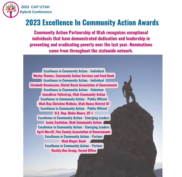 CAP Utah Recognized the 2023 Excellence in Community Action Award ...