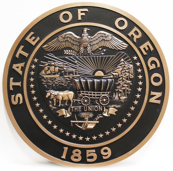 Painted, Wood and Metal 3-D State Seal Wall & Podium Plaques