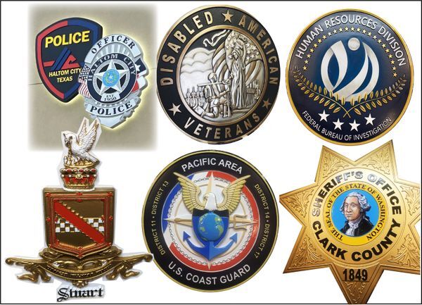 Carved 3-D Wood, Bronze, Brass, Silver or Painted Wall & Podium Plaques