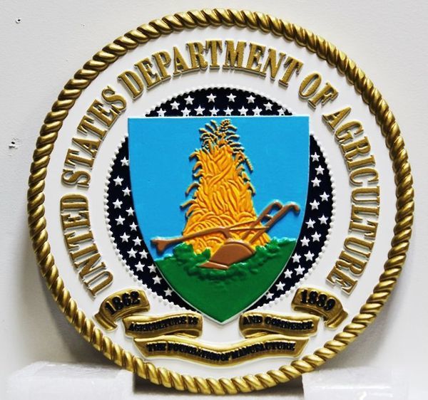 federal government round seals carved wood wall plaques