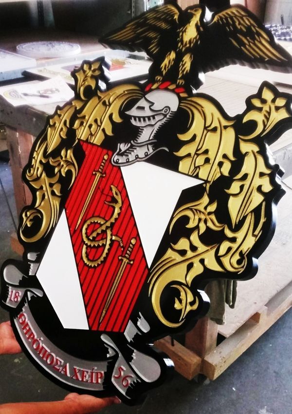 Carved 3-D Wood, Bronze, Brass, Silver or Painted Coat-of-Arms Plaques