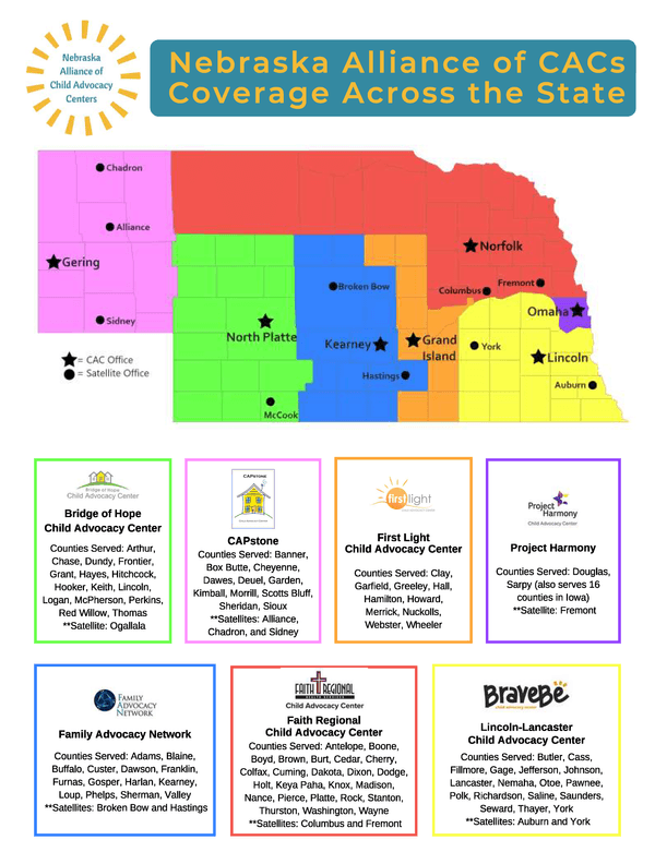 County Coverage Map : CAC Information : Nebraska Alliance of Child ...